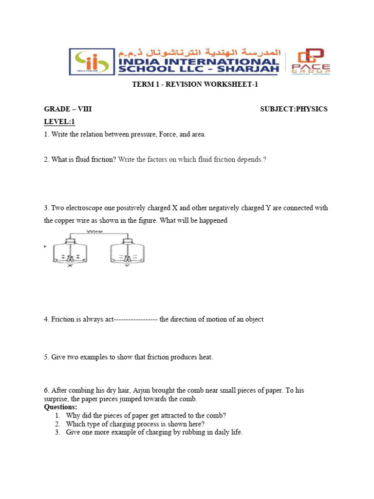 Grade 8 Physics Revision Worksheet | PDF | Force | Friction