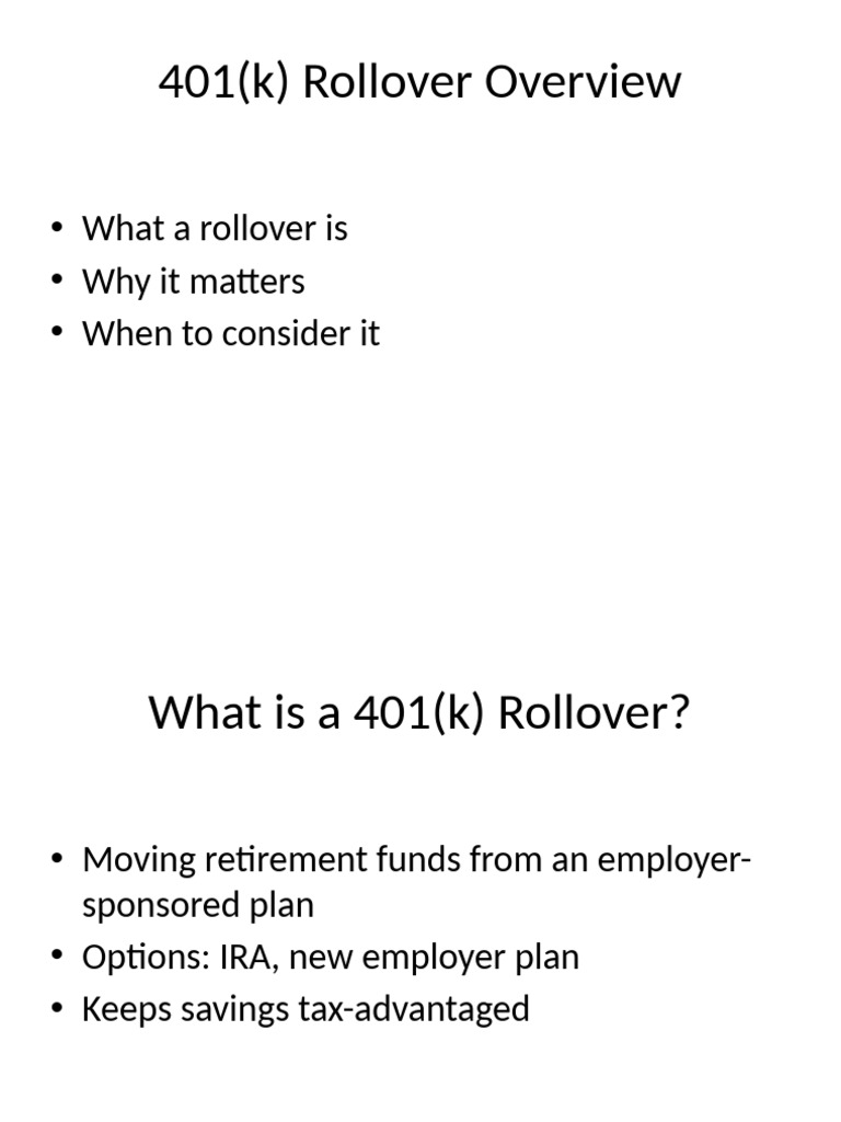 401k Rollover Presentation | PDF