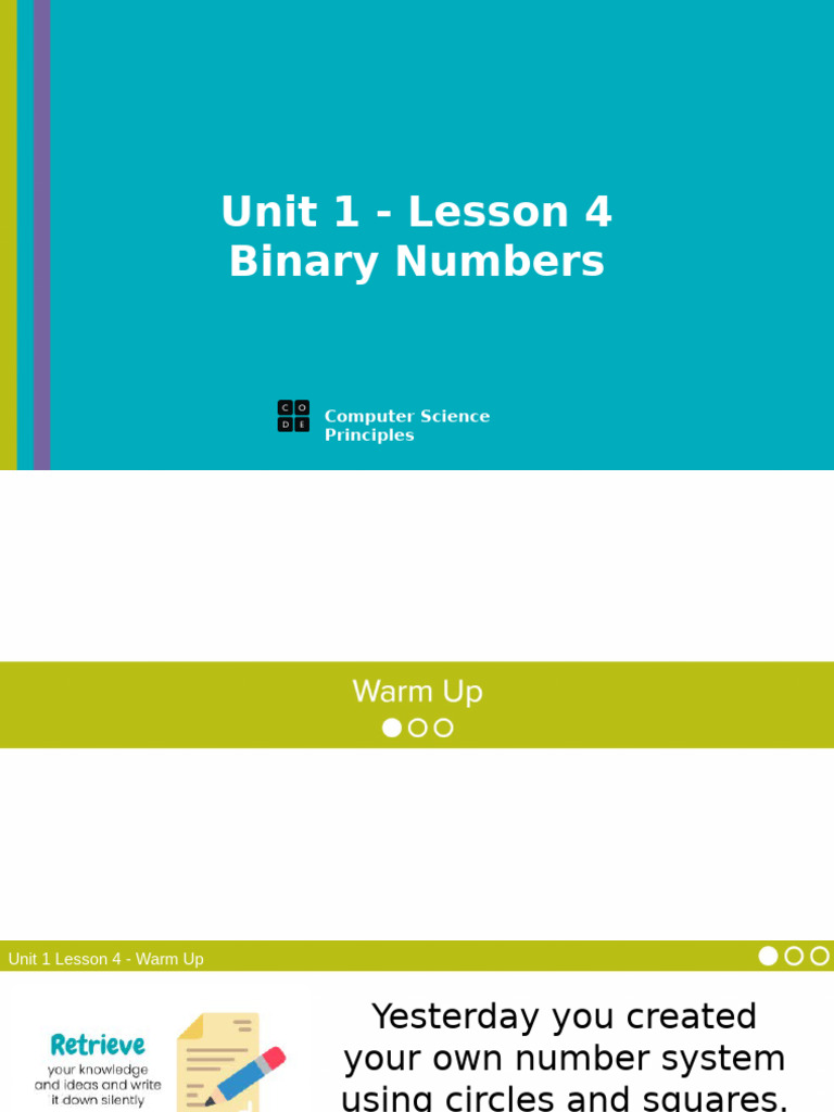Unit 1, Lesson 4_ Binary Numbers | PDF | Bit | Byte