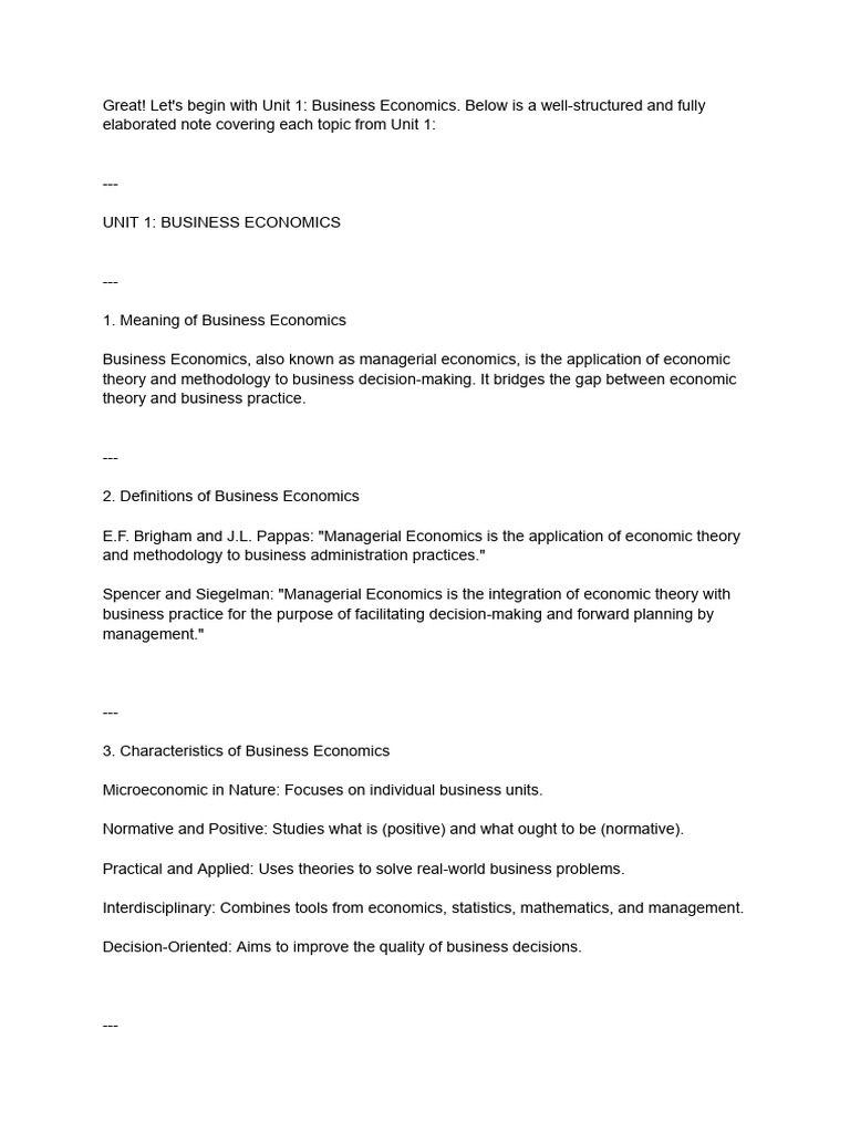 Business Economics Notes | PDF | Demand | Price Elasticity Of Demand
