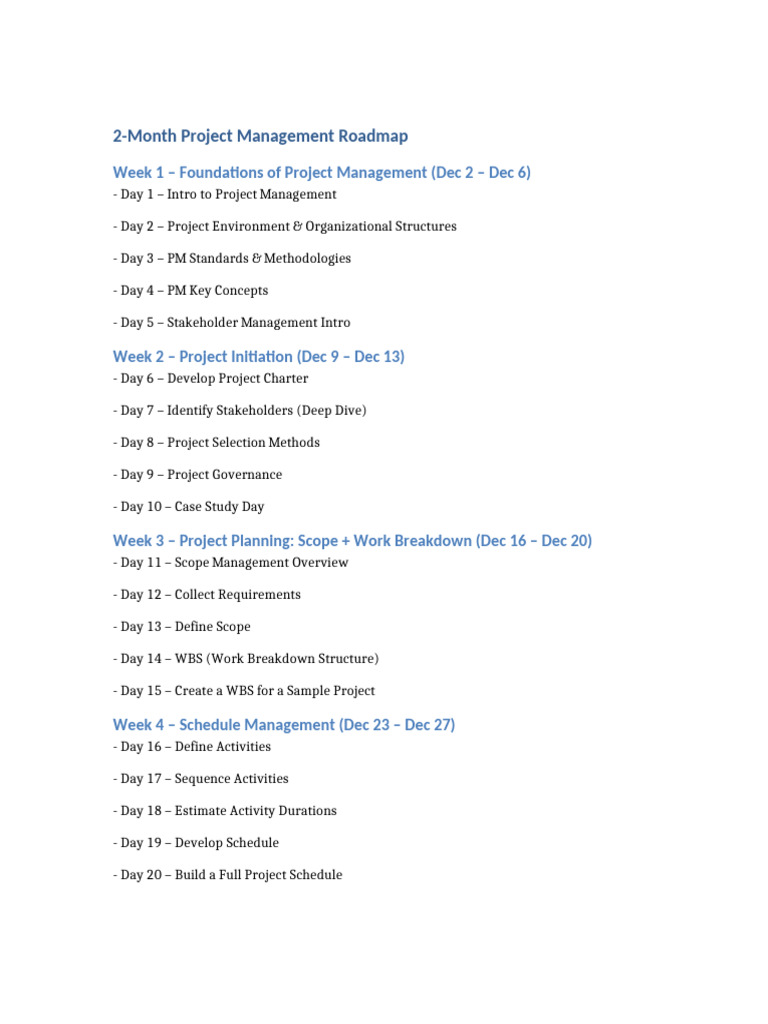 Project Management Roadmap | PDF