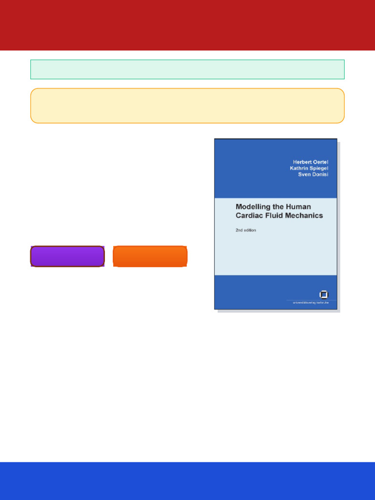 Modelling the Human Cardiac Fluid Mechanics Second edition Herbert ...