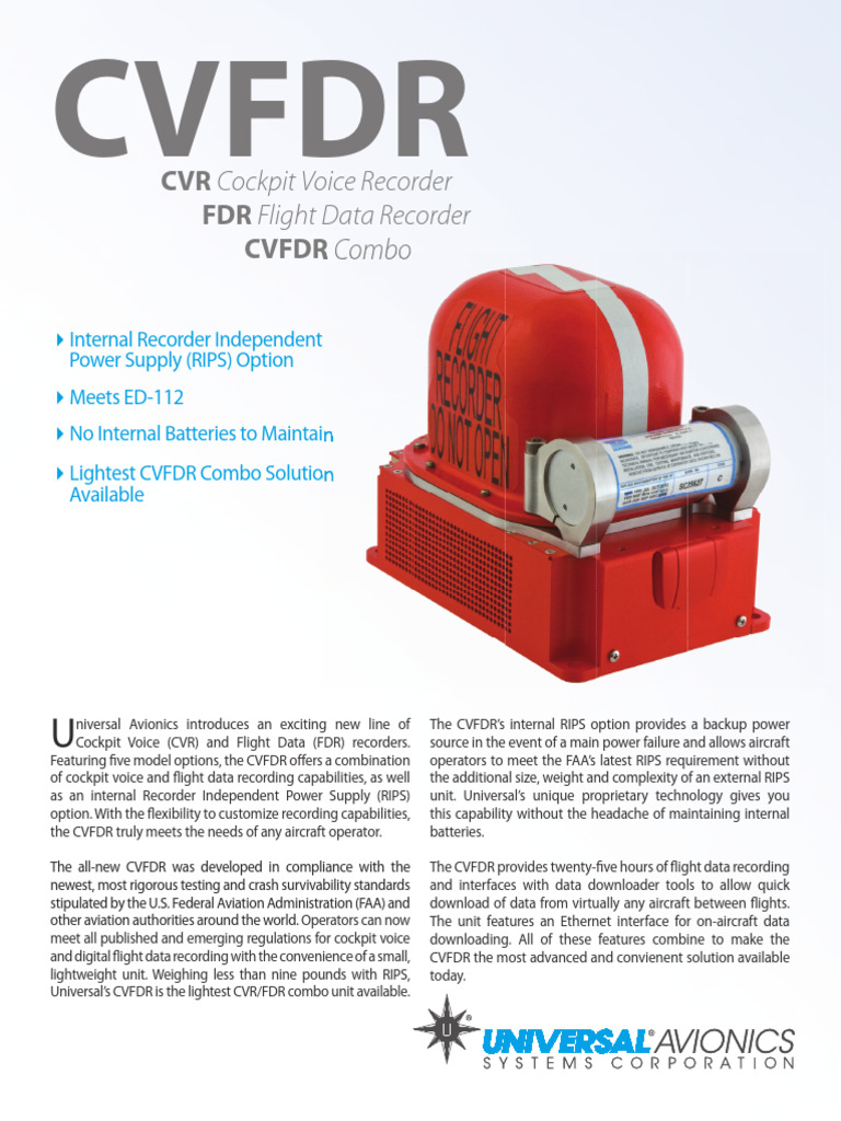 Cvfdr Universal Avionics | PDF | Flight Recorder | Aircraft