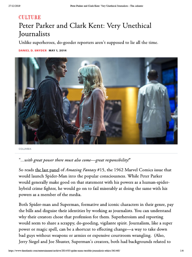 Peter Parker and Clark Kent_ Very Unethical Journalists - The Atlantic ...