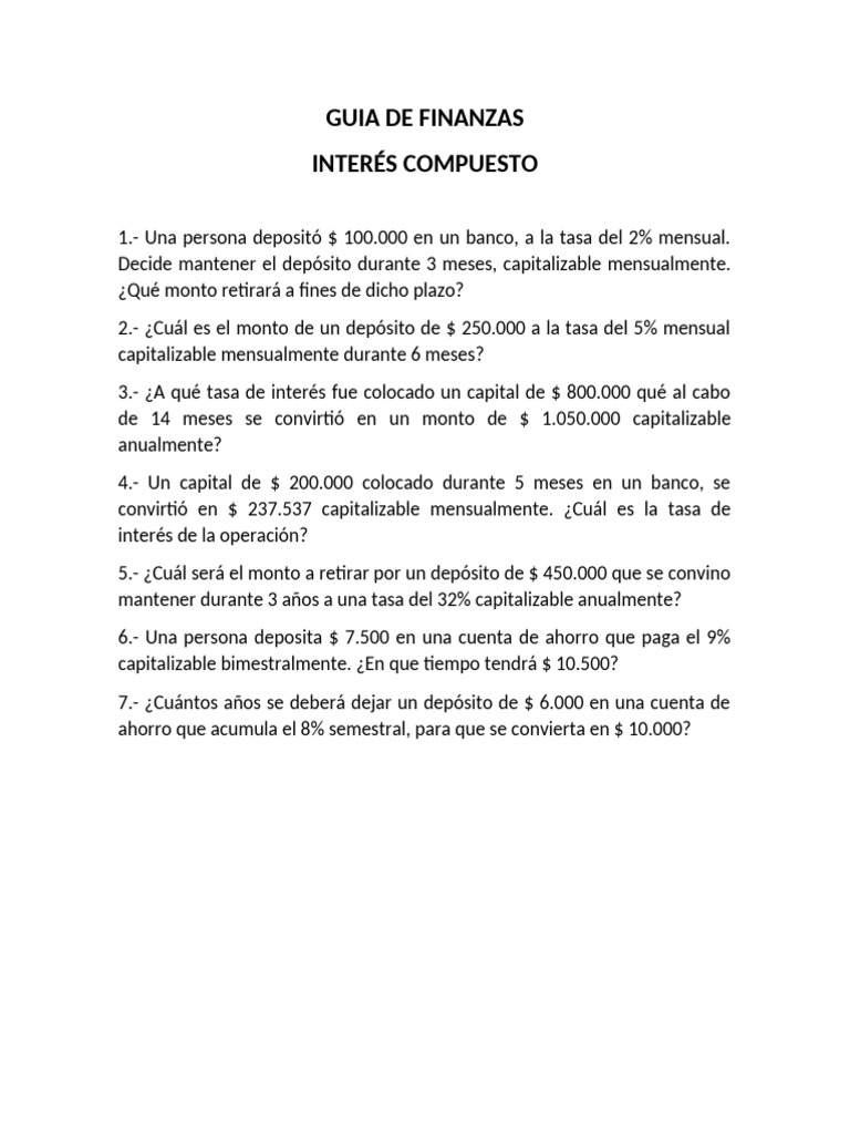 Cálculos de Interés Compuesto en Finanzas | PDF