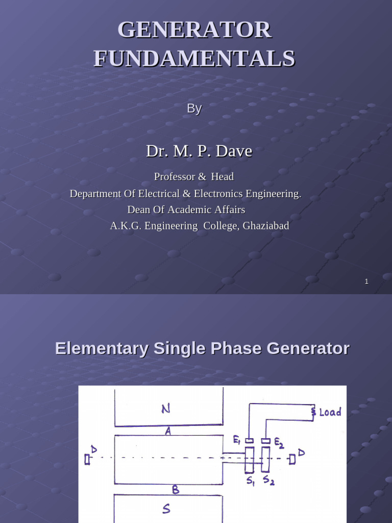 Single Phase Generator Fundamentals | PDF | Electric Generator | Inductor