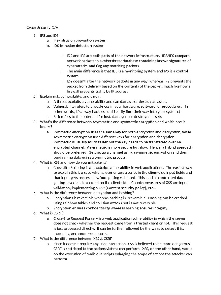 Cyber Security Questions | PDF | Ip Address | Transport Layer Security