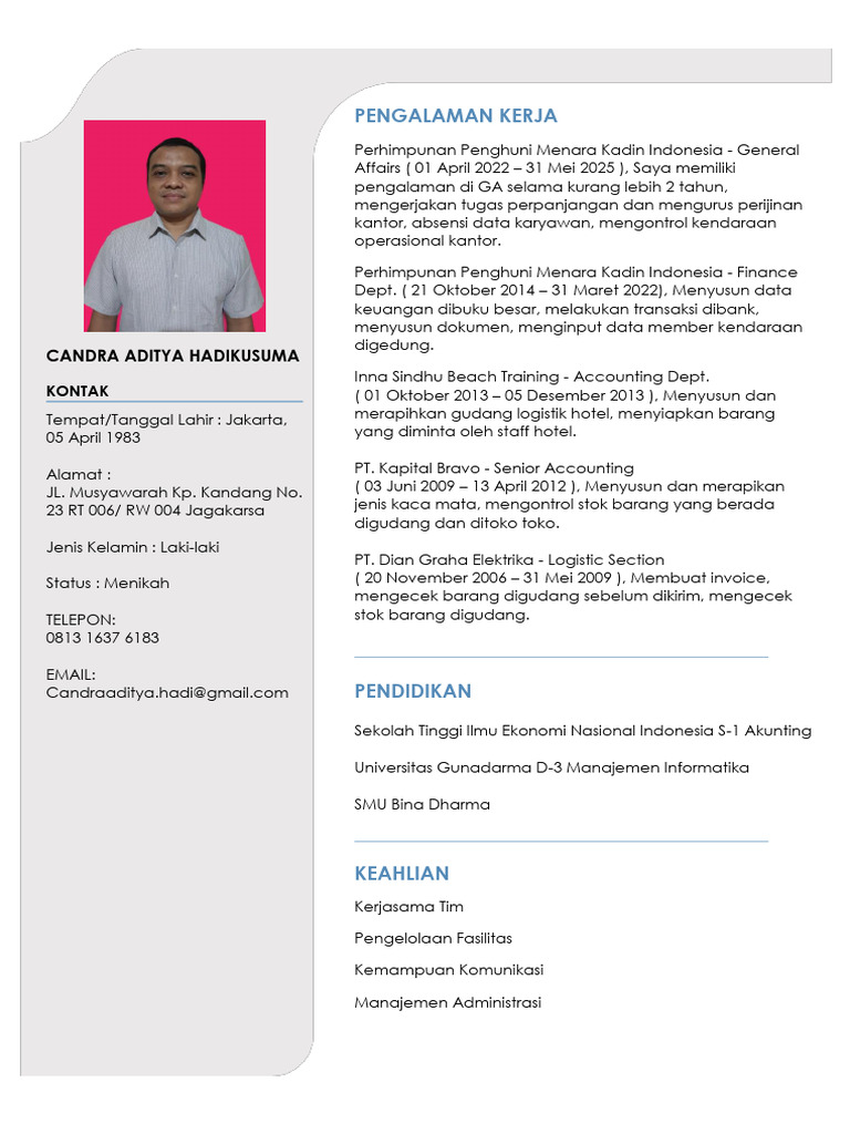 CV - Candra Aditya Hadikusuma-1 | PDF