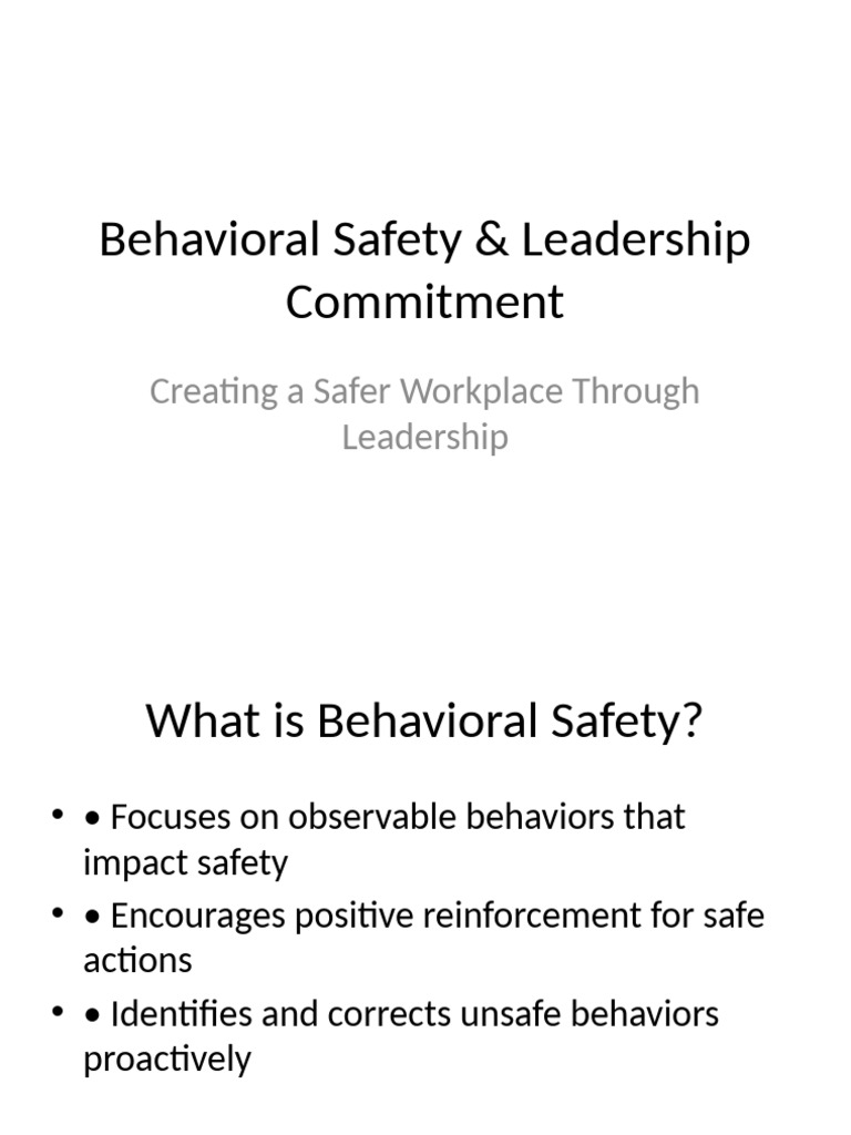 Behavioral Safety Leadership Strategies | PDF