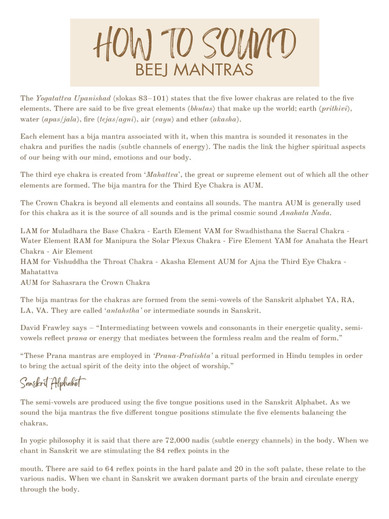 Bija Mantras for Chakra Healing | PDF | Chakra | Mantra