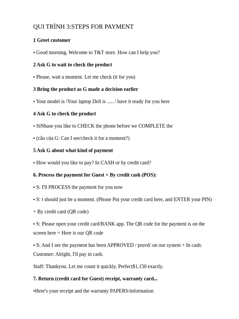 Qui Trình 3 Steps for Payment | PDF