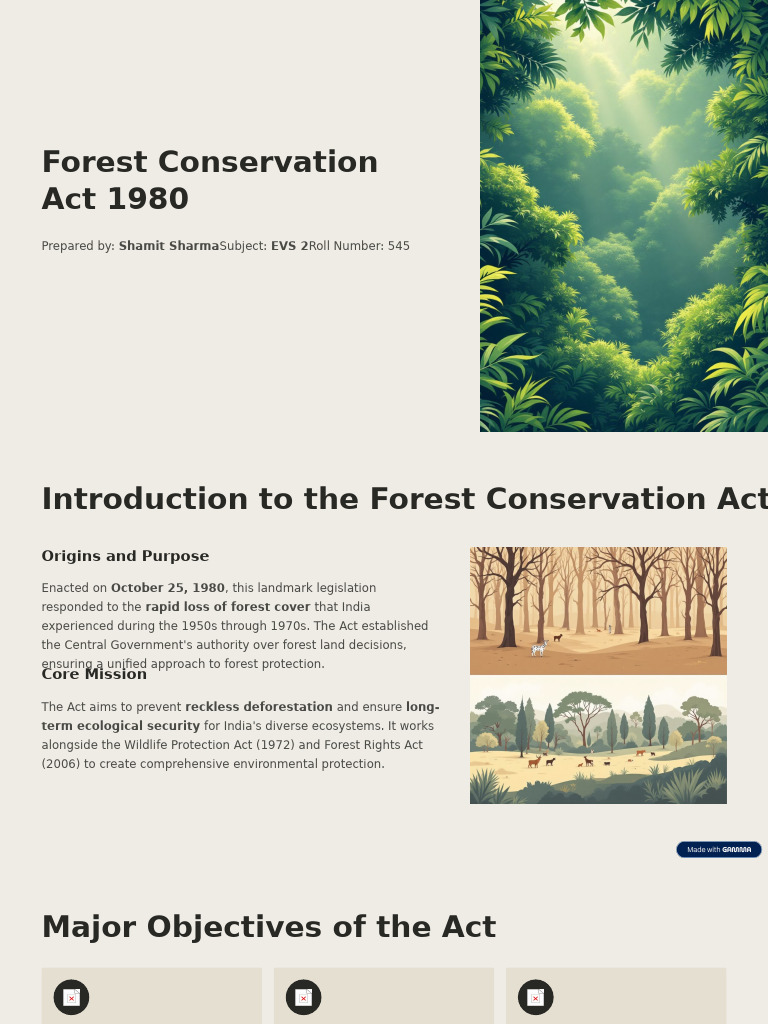 Forest Conservation Act 1980 Overview | PDF | Forest Management | Forests