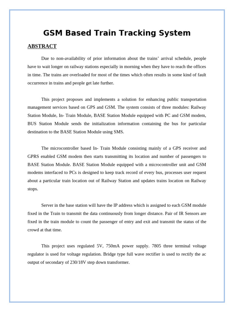GSM Train Tracking System Overview | PDF | Modem | Computer Architecture
