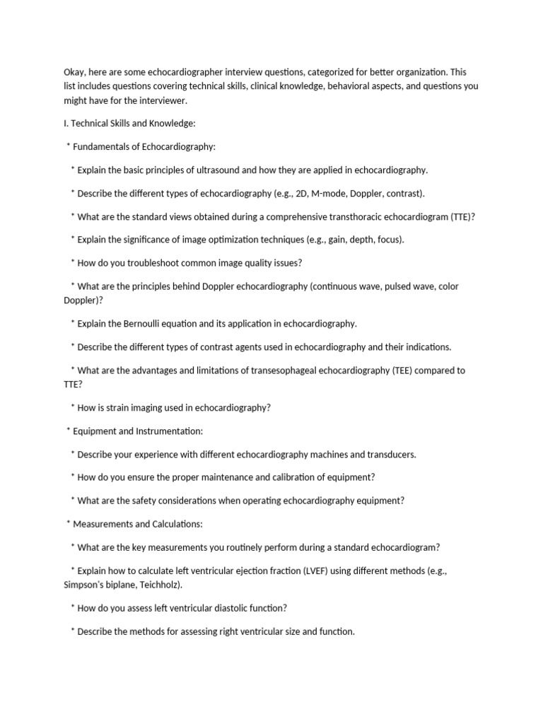 Echocardiographer Interview Questions Guide | PDF | Echocardiography ...