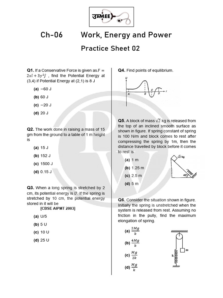 Work Energy Power Practice Sheet 0260b3bfd97c20fc0 250221 112129 | PDF ...