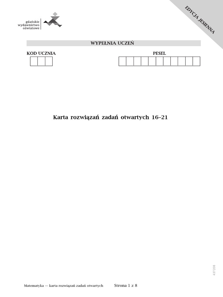 Karta Rozwiazan Zadan Otwartych | PDF