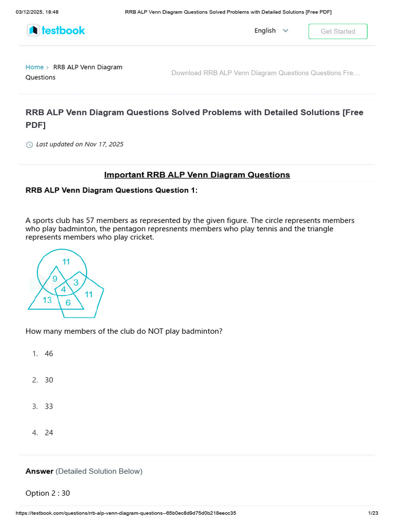 RRB ALP Venn Diagram Questions Solved Problems With Detailed Solutions ...