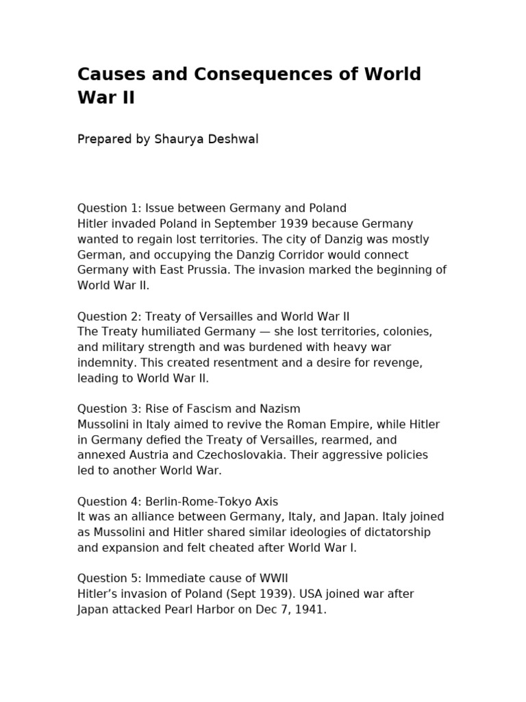 Causes and Effects of World War II | PDF | World War II | Axis Powers