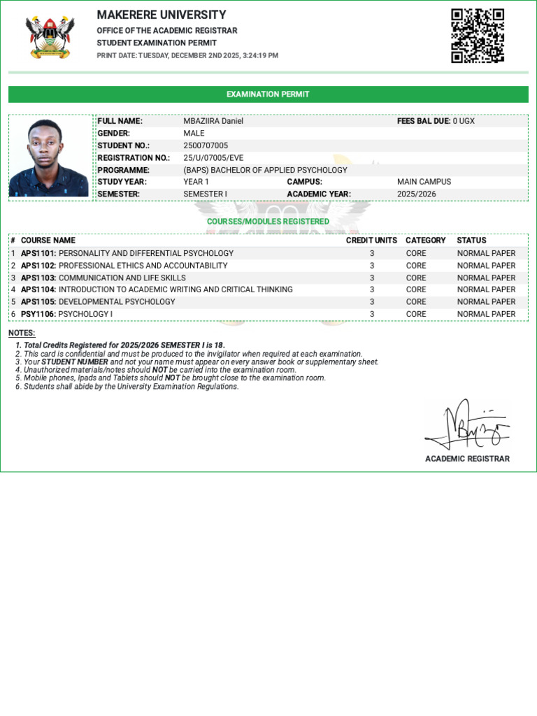 Examination Permit (23) | PDF