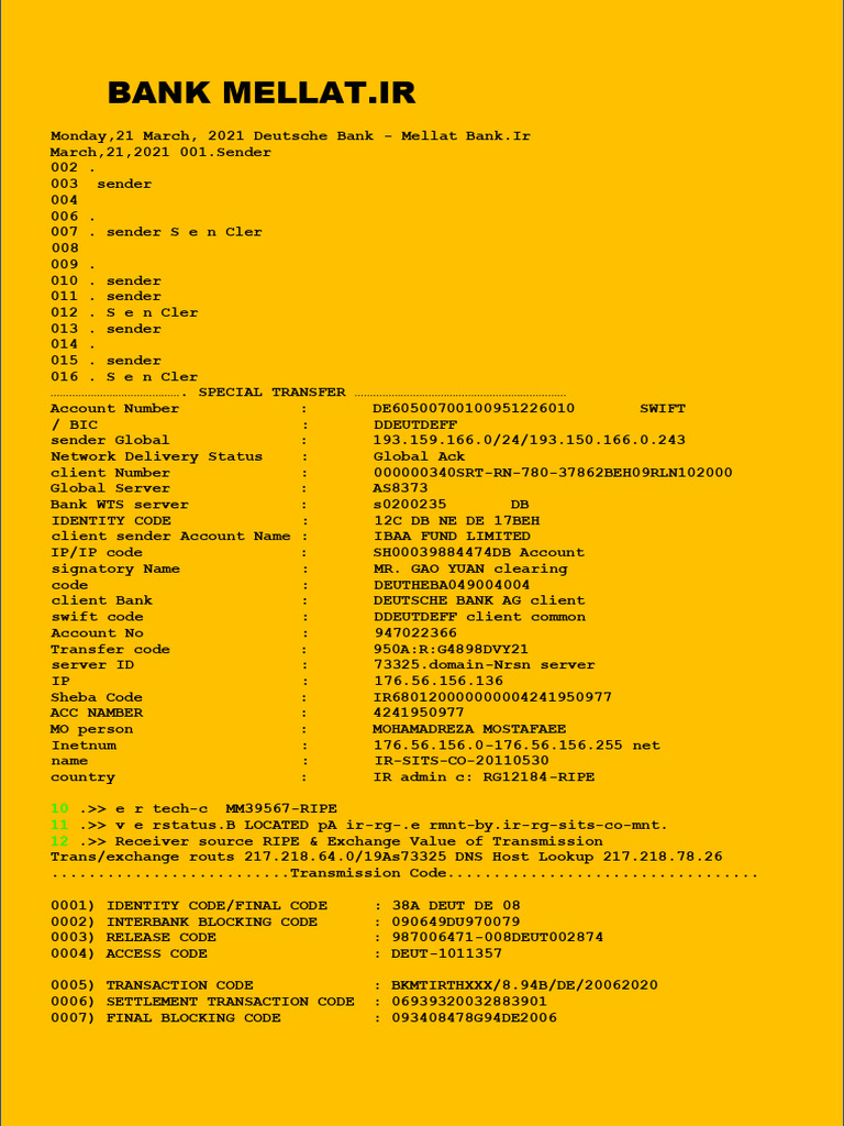 Bank Mellat Transfer Details Report | PDF | Computer Networking ...