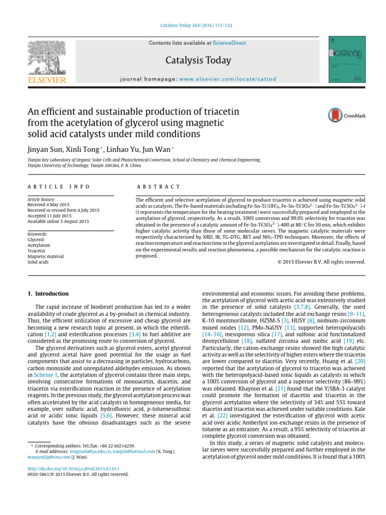 2016_An Efficient and Sustainable Production of Triacetin(1)_674bfd72 ...
