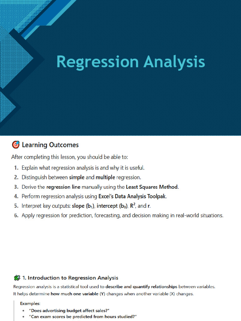 Lesson 16 - Regression Analysis | PDF
