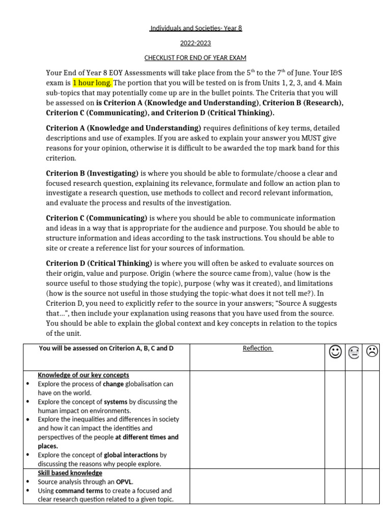 Year 8 Individuals & Societies Exam Guide | PDF | Knowledge | Information