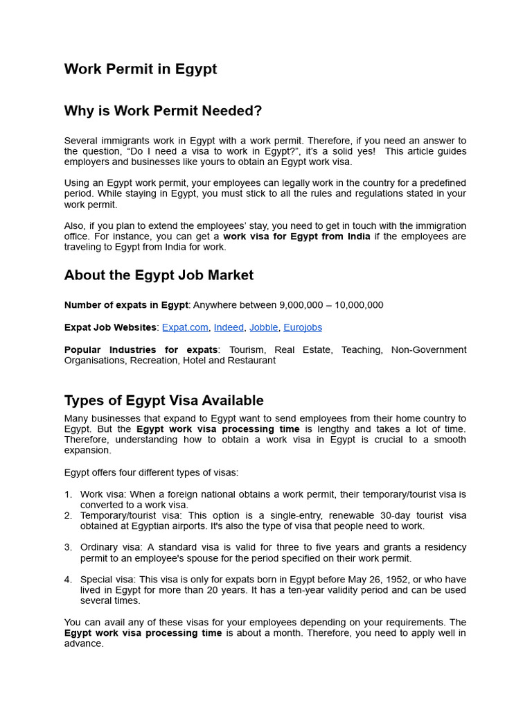 61bc2528dc919285d23139ba - Work Permit - Egypt | PDF | Travel Visa ...