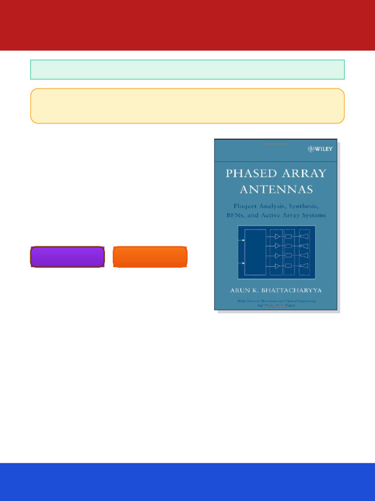 Phased Array Antennas Floquet Analysis Synthesis BFNs and Active Array ...