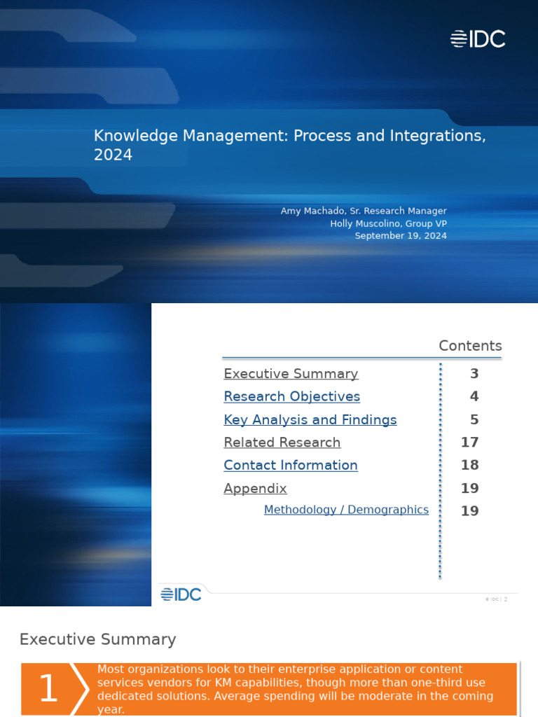 IDC Knowledge Management Process and Integrations, 2024 - 2024 Sep ...
