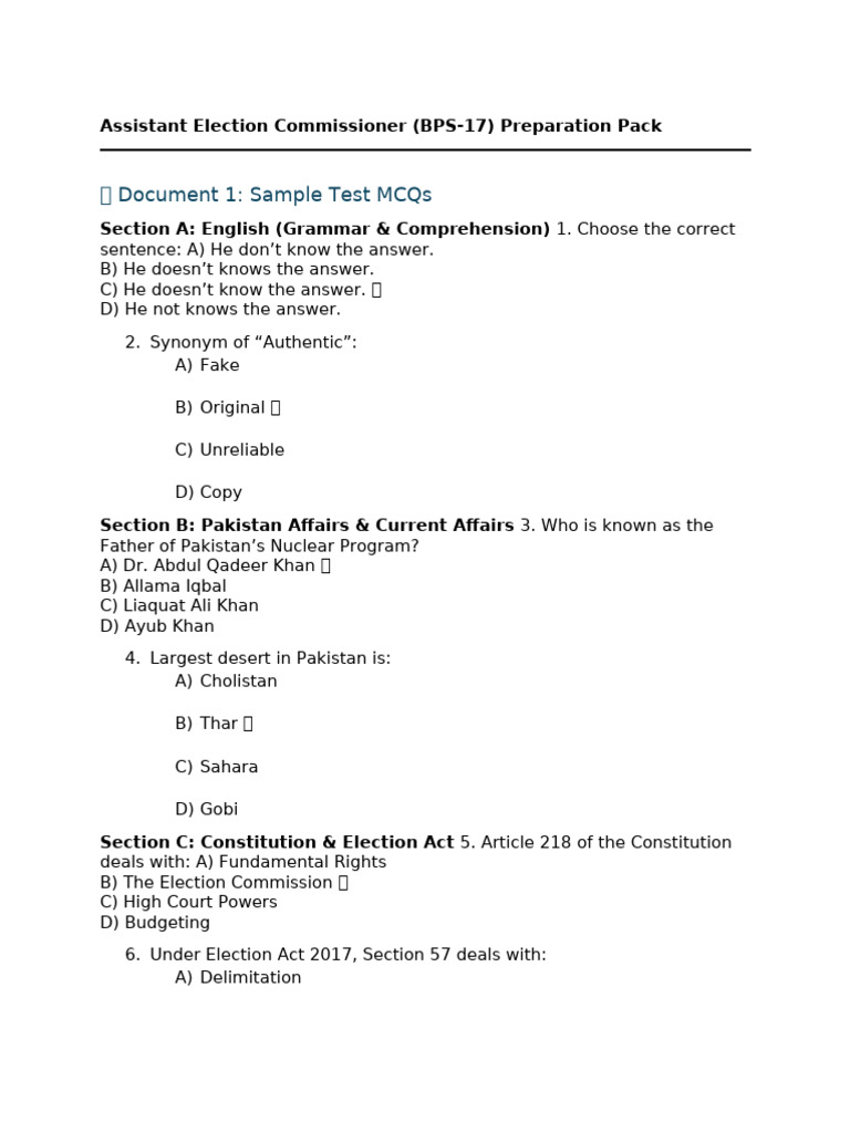 895982024 Assistant Election Commissioner Prep | PDF | Government ...