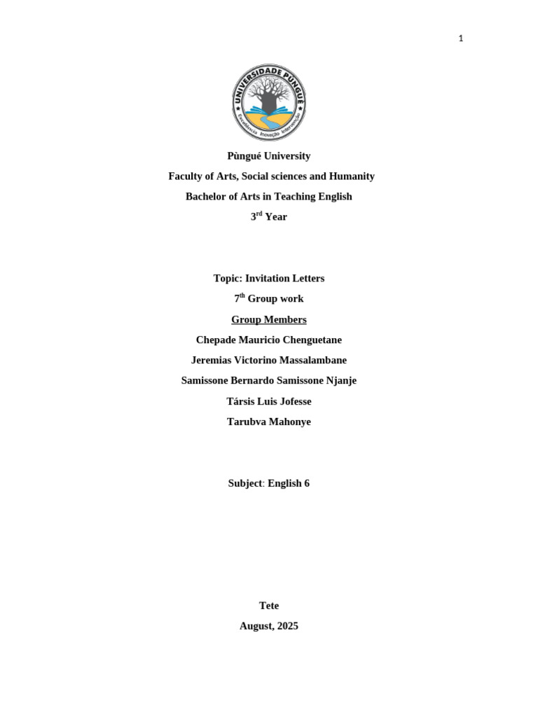 Group Work (Invitation Letter) | PDF | Linguistics | Communication