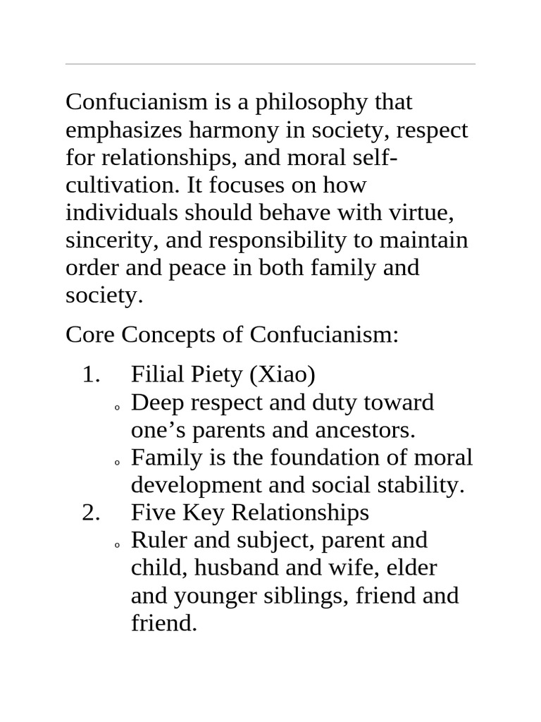Core Principles of Confucianism Explained | PDF