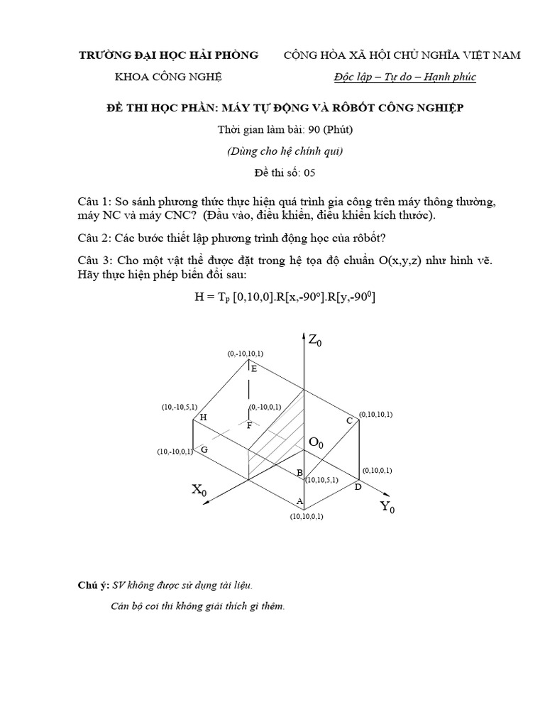 PR 2 De5 de Thi Robot Cong Nghiep Co Dap An Vieclamvui | PDF
