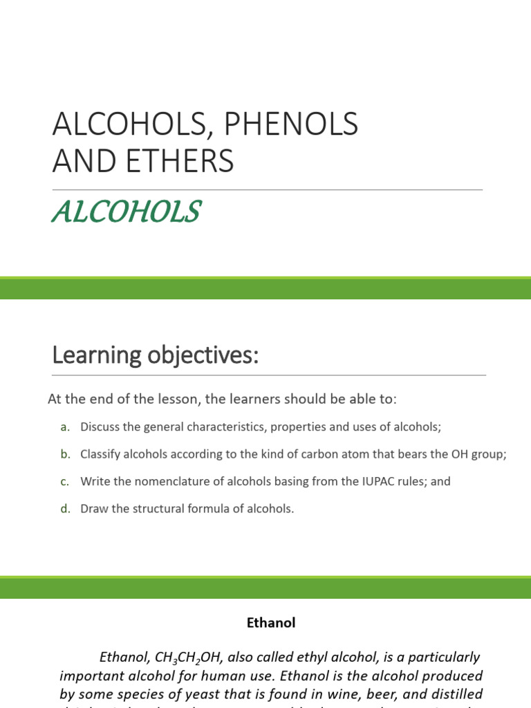 Understanding Alcohols: Types and Uses | PDF | Ethanol | Glycerol