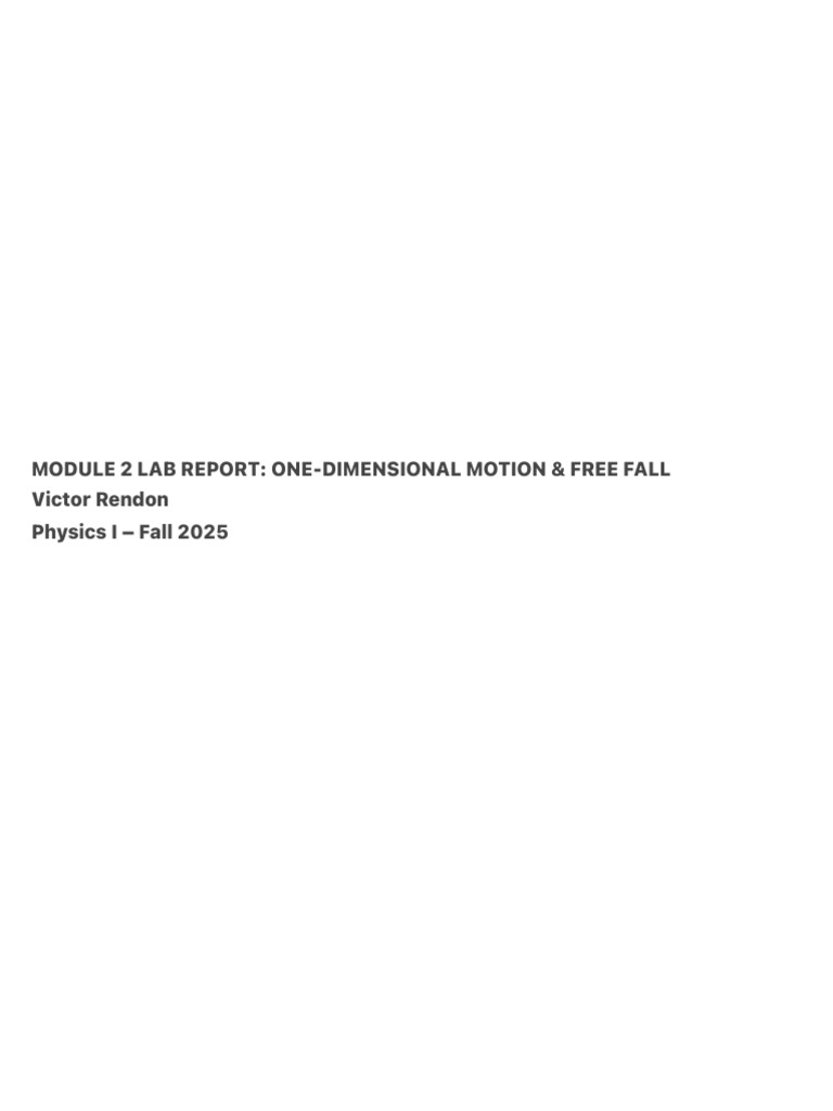 Module 2 Lab Report- One-dimensional Motion & Free Fall | PDF ...