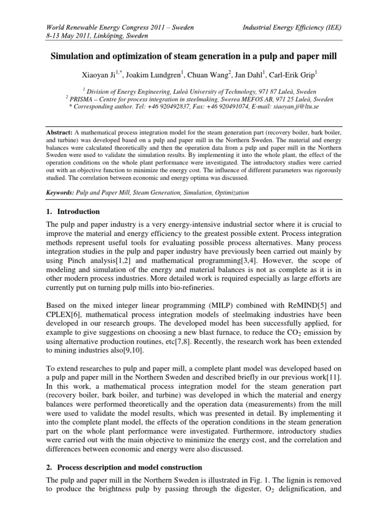 Steam Optimization in Pulp Mills | PDF | Steam | Pulp (Paper)