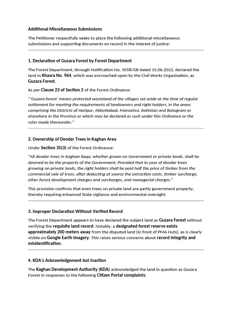Legal Challenges to Guzara Forest Development | PDF | Justice | Crime ...