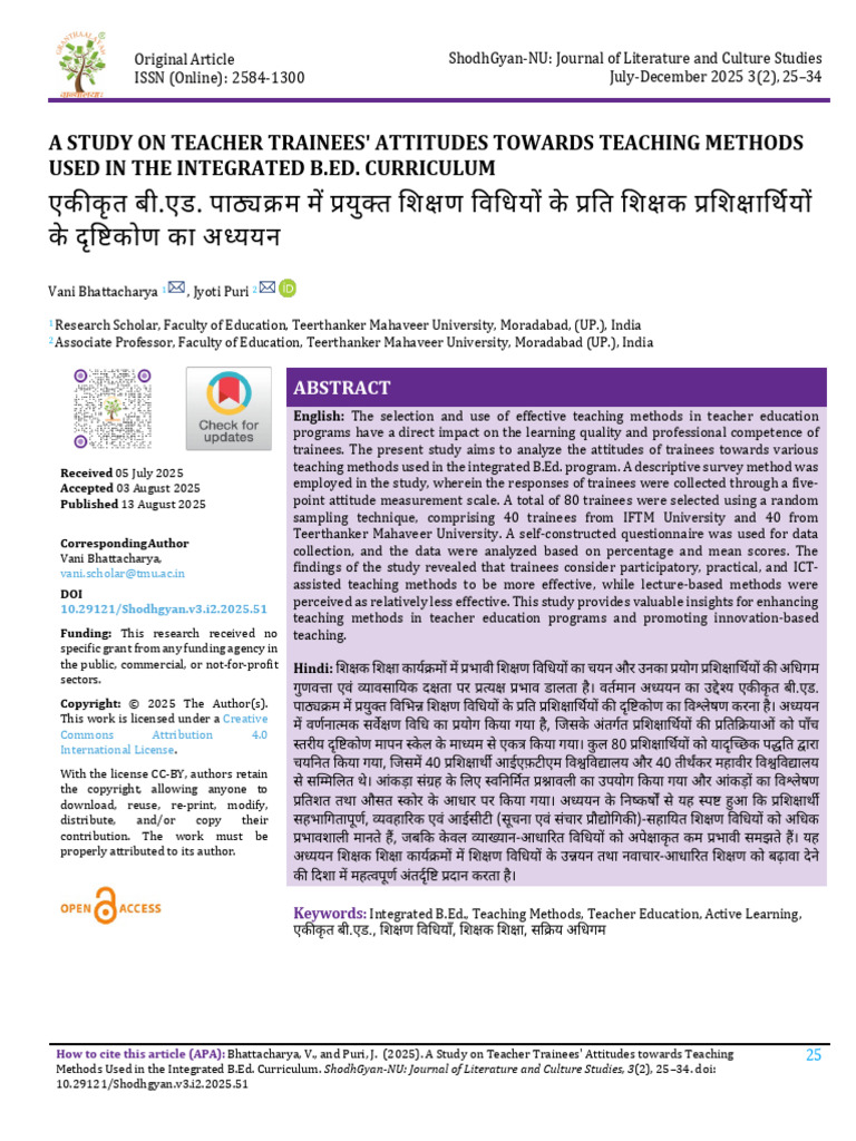 A Study On Teacher Trainees' Attitudes Towards Teaching Methods Used in ...