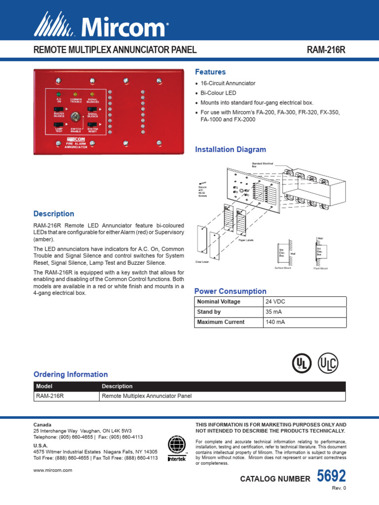 RAM-216R Remote LED Annunciator Guide | PDF | Electronics | Electricity
