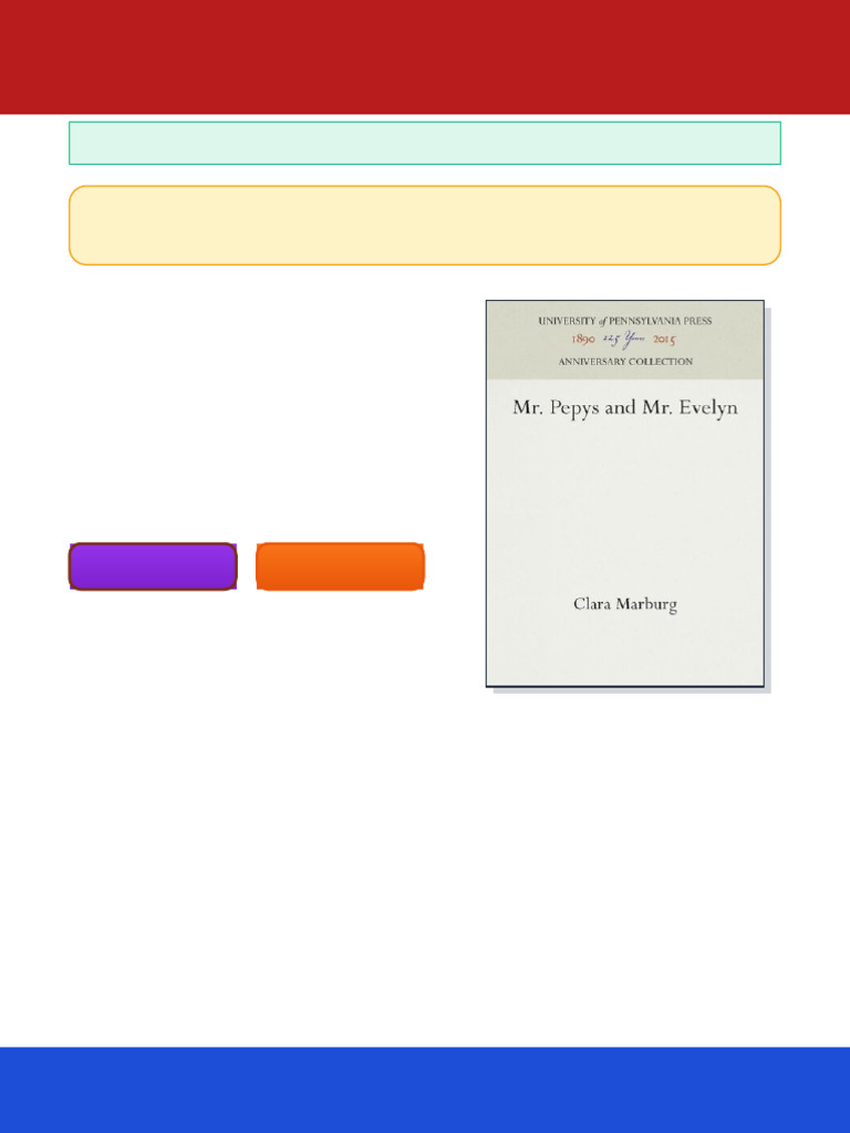MR Pepys and MR Evelyn Clara Marburg Ebook Master Edition | PDF ...