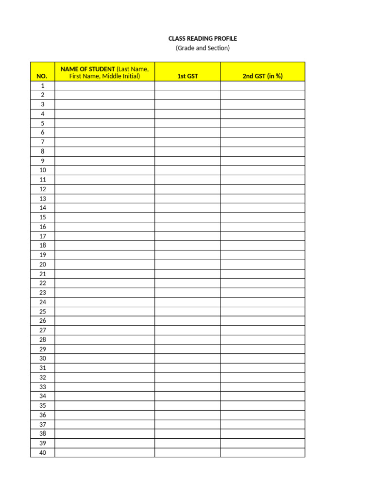 Class and School Reading Profile Forms | PDF