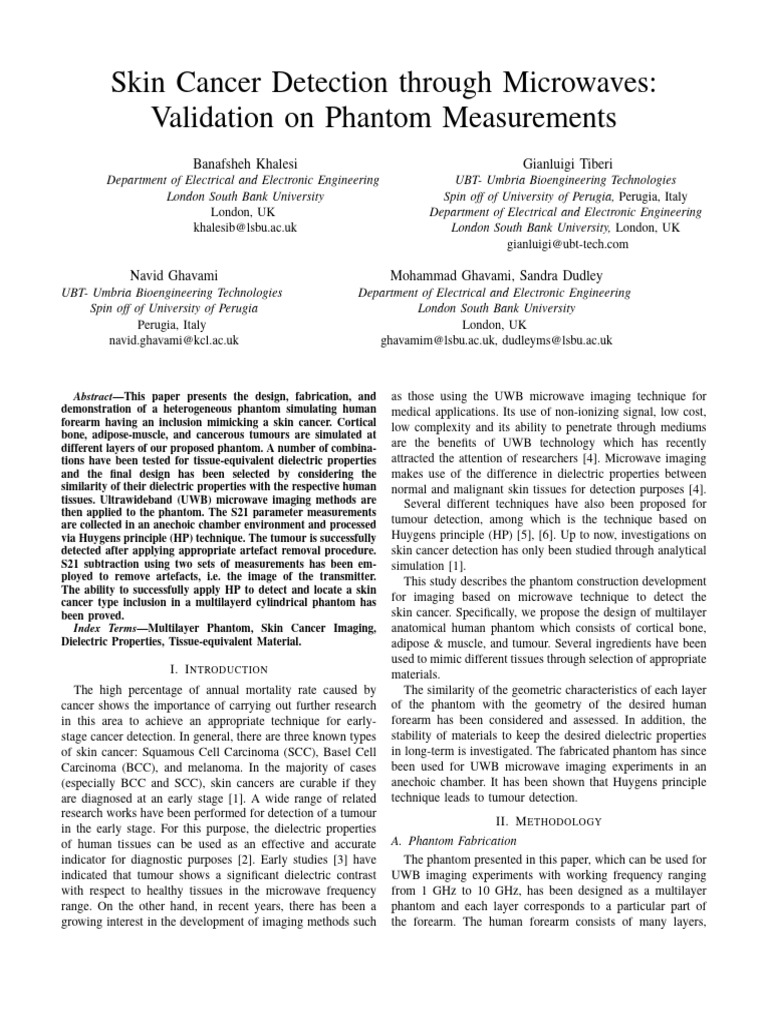 Microwave-Based Skin Cancer Detection | PDF | Dielectric | Skin Cancer