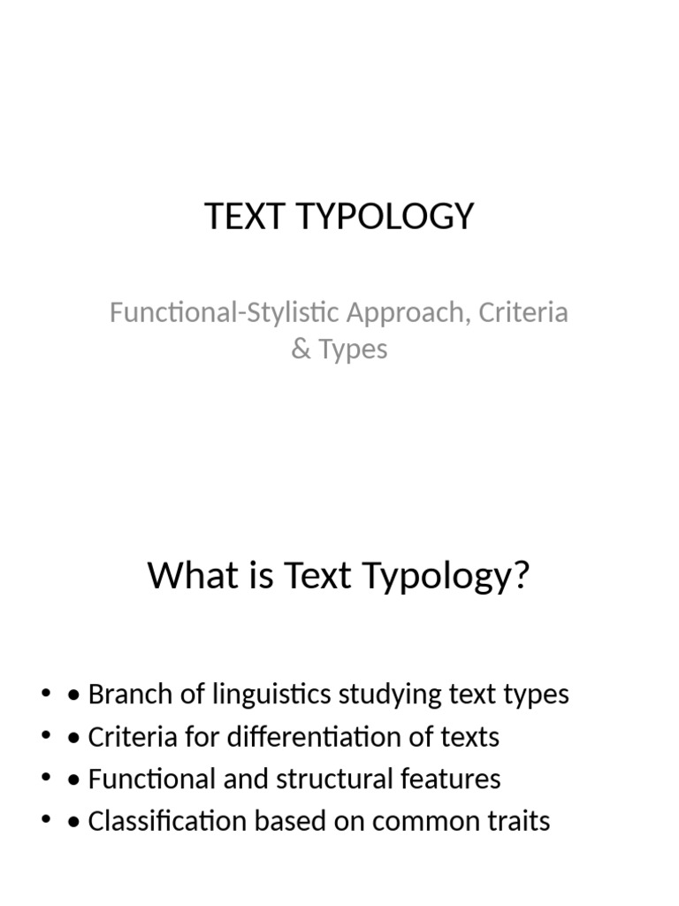 Text Typology Full Enhanced | PDF