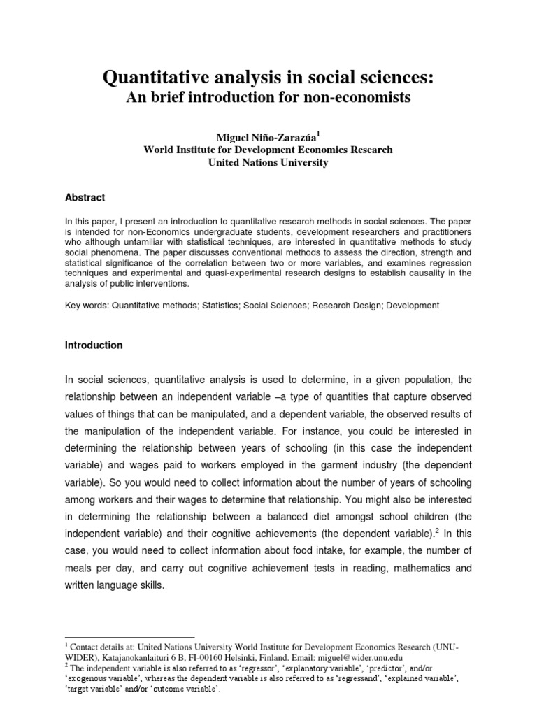 Intro to Quantitative Methods in Social Science | PDF | Correlation And ...