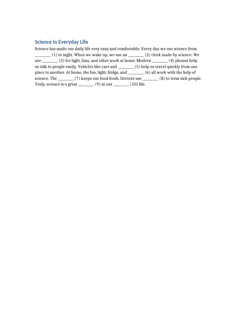 Science's Role in Daily Life | PDF