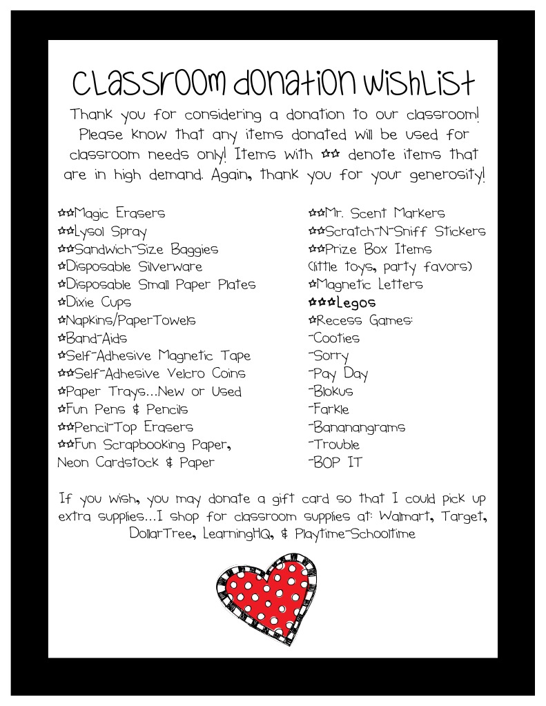 Classroom Donation Wishlist | PDF