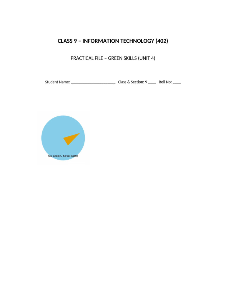Green Skills Practical File for Class 9 | PDF | Green Job | Renewable ...