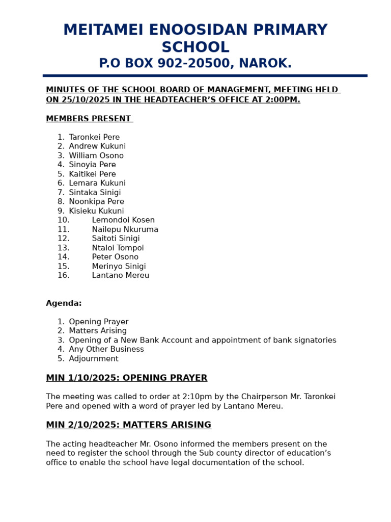 Meitamei Enoosidan School Board Minutes | PDF | Chess | Chess Theory
