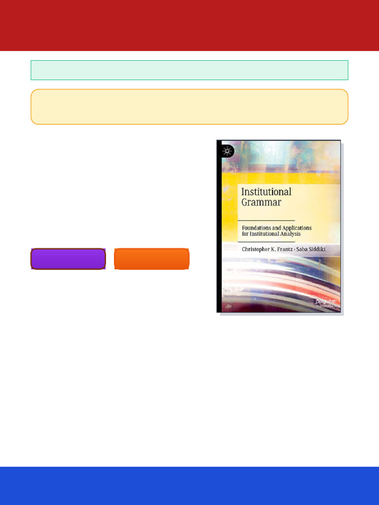 Institutional Grammar: Foundations and Applications for Institutional ...